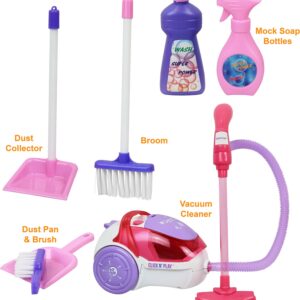 Click N' Play 18" Doll House Keeping & Kids Vacuum Cleaner Play Set, 8pcs | Kid/Toddler Cleaning Tool, Pretend Play Kitchen Accessories, Dust Pan, Baby Toys | Girls/Boys/Toddlers Toy Gifts/Supplies