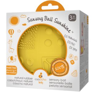 caaocho pure natural rubber sensory ball sunshine 3" - sealed hole, bpa free baby ball toy, for sensory play, for sensory development, hole free baby toy, perfect bouncer, without hole