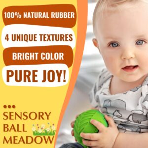 caaocho Pure Natural Rubber Sensory Ball Meadow 3" - Sealed Hole, BPA Free Baby Ball Toy, for Sensory Play, for Sensory Development, Hole Free Baby Toy, Perfect Bouncer, Without Hole