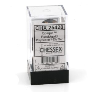 Chessex CHX25428 Dice-Opaque Black/Gold Set