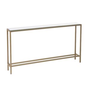 furniture hotspot metal skinny console table - slim profile w/mirror top (56x30)