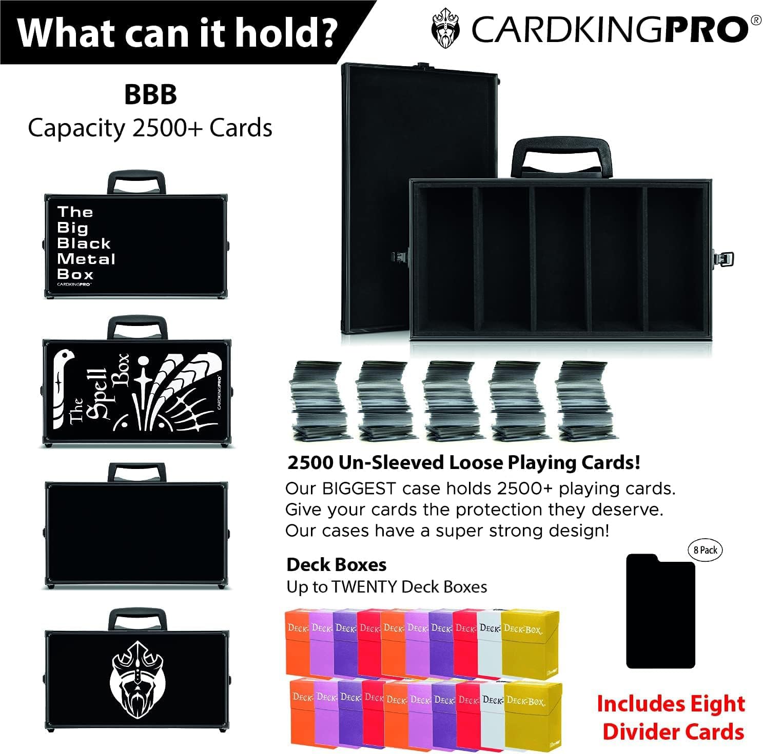 Game Card Storage Case (BBB/MTG Edition) | Suitable for Magic The Gathering, Yugioh, and Other TCG Etc (Game Not Included) | Includes 8 Dividers | Fits up to 2500 Loose Unsleeved Cards