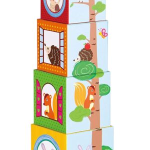 Fat Brain Toys Woodland Friends Stacking Cubes - Fine Motor & Number Learning, 12 mos+