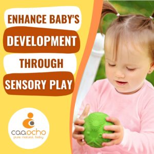 caaocho Pure Natural Rubber Sensory Ball Meadow 3" - Sealed Hole, BPA Free Baby Ball Toy, for Sensory Play, for Sensory Development, Hole Free Baby Toy, Perfect Bouncer, Without Hole