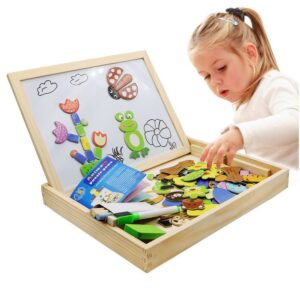 Wooden Toys Magnetic Puzzles Kids Wooden Games 109 Pieces Double Side Education Learning Toys for Children