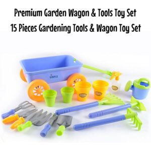 Dimple Garden Wagon & Tools Toy Set Premium 15 Pcs Kids Gardening Tools & Wagon Toy Set - Sturdy & Durable - Top Yd, Beach, Sand, Garden Toy - Great for Kids & Toddlers (Garden Toy Set) Green (Single)