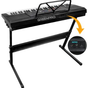 GreenPro 61 Key Portable Electronic Piano Keyboard, LED Display with Adjustable Stand and Music Note Holder, 3 Teaching Modes, Electronic Musical Instruments Starter Set for Kids and Adults