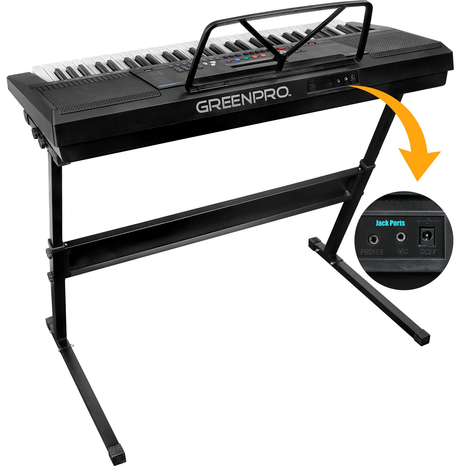 GreenPro 61 Key Portable Electronic Piano Keyboard, LED Display with Adjustable Stand and Music Note Holder, 3 Teaching Modes, Electronic Musical Instruments Starter Set for Kids and Adults