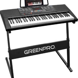 GreenPro 61 Key Portable Electronic Piano Keyboard, LED Display with Adjustable Stand and Music Note Holder, 3 Teaching Modes, Electronic Musical Instruments Starter Set for Kids and Adults