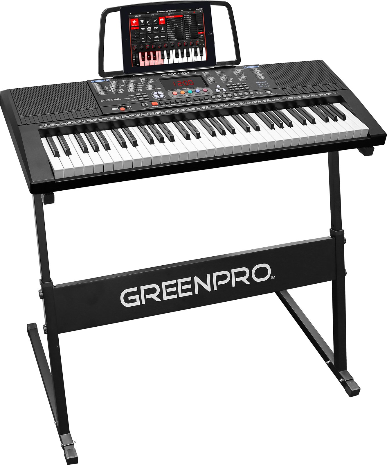 GreenPro 61 Key Portable Electronic Piano Keyboard, LED Display with Adjustable Stand and Music Note Holder, 3 Teaching Modes, Electronic Musical Instruments Starter Set for Kids and Adults