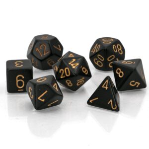 Chessex CHX25428 Dice-Opaque Black/Gold Set