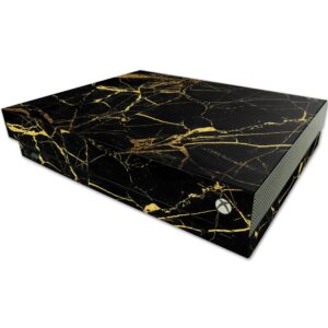 mightyskins skin compatible with microsoft one x console only - black gold marble | protective, durable, and unique vinyl decal wrap cover | easy to apply, remove, and change styles | made in the usa