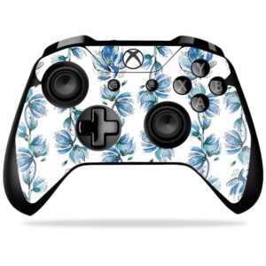 mightyskins skin compatible with microsoft xbox one x controller - blue vines | protective, durable, and unique vinyl decal wrap cover | easy to apply, remove, and change styles | made in the usa