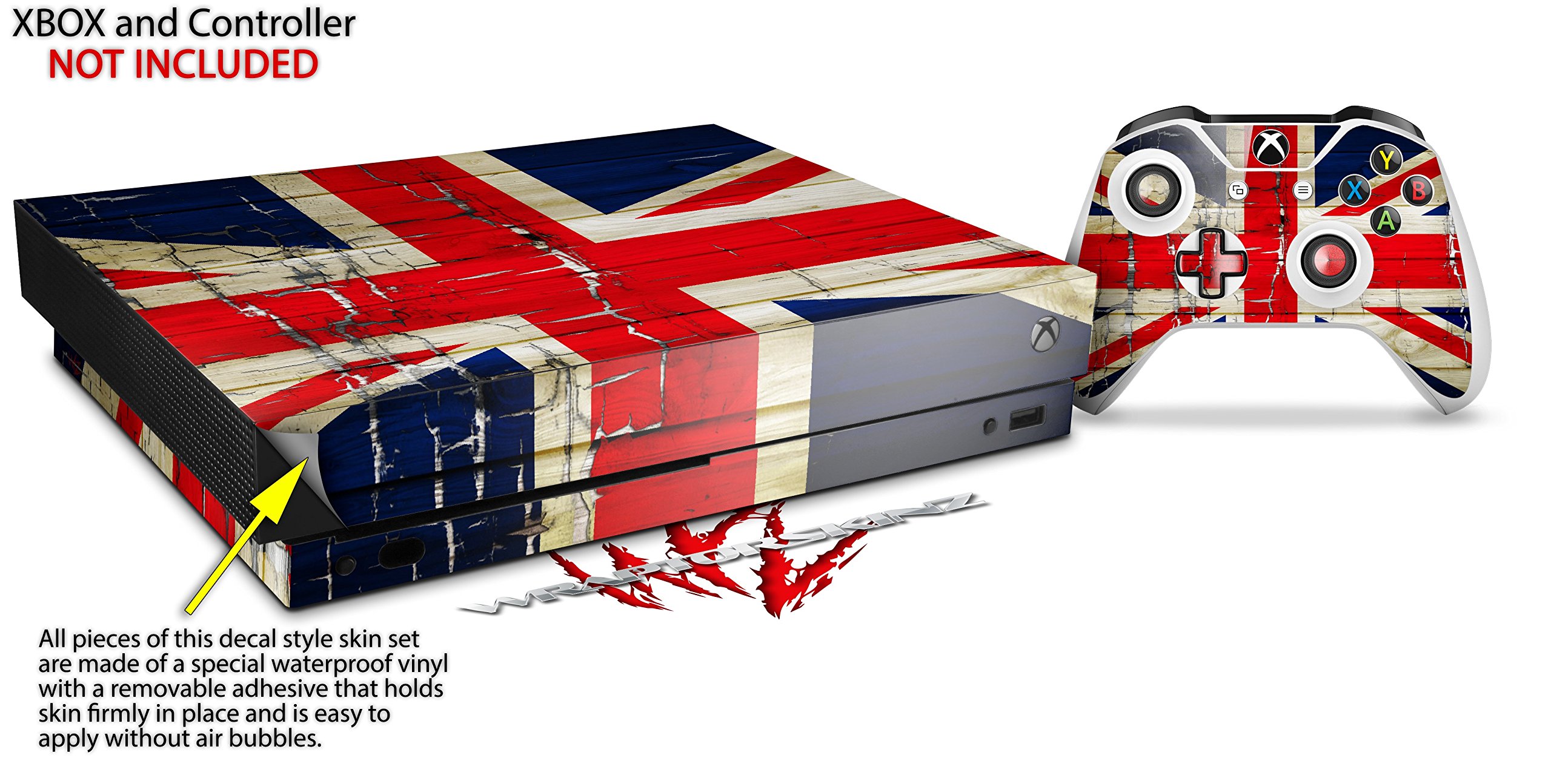 WraptorSkinz Decal Vinyl Skin Wrap Compatible with Xbox One X Console and Controller - Painted Faded and Cracked Union Jack British Flag