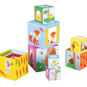 Fat Brain Toys Woodland Friends Stacking Cubes - Fine Motor & Number Learning, 12 mos+