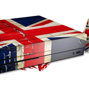 WraptorSkinz Decal Vinyl Skin Wrap Compatible with Xbox One X Console and Controller - Painted Faded and Cracked Union Jack British Flag