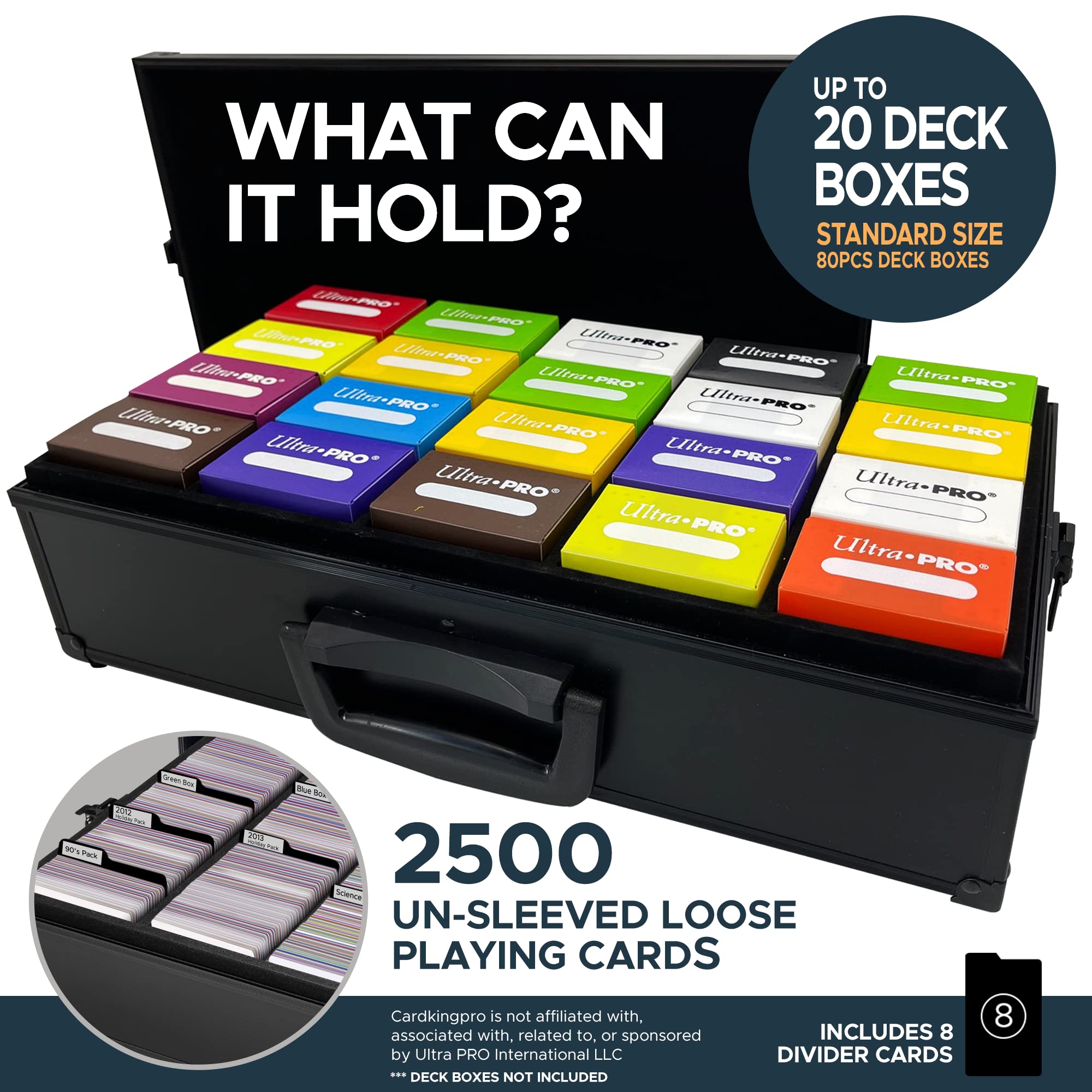 Game Card Storage Case (BBB/MTG Edition) | Suitable for Magic The Gathering, Yugioh, and Other TCG Etc (Game Not Included) | Includes 8 Dividers | Fits up to 2500 Loose Unsleeved Cards