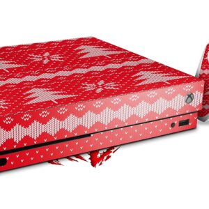 WraptorSkinz Decal Vinyl Skin Wrap Compatible with Xbox One X Console and Controller - Ugly Holiday Christmas Sweater - Christmas Trees Red 01