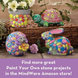 MindWare Paint Your Own Stone Bunny Rabbit - Mosaic Stepping Stone Craft Kit for Kids Includes Paint and Brush, Made of Weather Resistant Cement