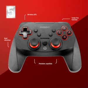 Snakebyte Gamepad Controller for Nintendo Switch/Lite/OLED – Gamepad S Pro – Dual Motor Turbo Vibration – Ergonomic – Programmable – Bluetooth – Dual Analog Joysticks