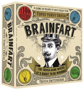 hygge games brainfart topsy turvy trivia game, sand