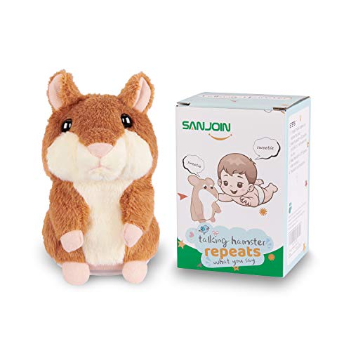 SANJOIN Kids Toddler Toys for Ages 2-4, Talking Hamster Repeats What You Say, Interactive Plush Repeating Toy for 2 3 4 5 6 8 Year Old Boy Girl Birthday Gift (Brown)