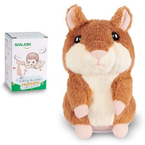 sanjoin kids toddler toys for ages 2-4, talking hamster repeats what you say, interactive plush repeating toy for 2 3 4 5 6 8 year old boy girl birthday gift (brown)