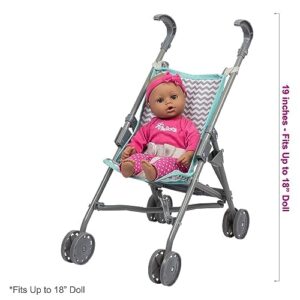 Adora Realistic and Creative Zig Zag Baby Doll Stroller with Fun Design, Adjustable Sun Cover; Doll Accessory Storage and Removable Stroller Seat That fits Dolls up to 18-inches - Small