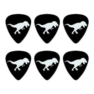 dinosaur tyrannosaurus rex black white novelty guitar picks medium gauge - set of 6