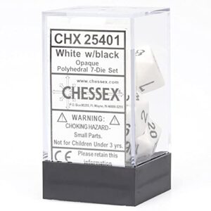 chessex chx25401 dice-opaque white/black set