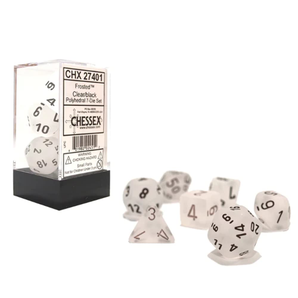 Chessex CHX27401 Dice-Frosted Clear/Black Set