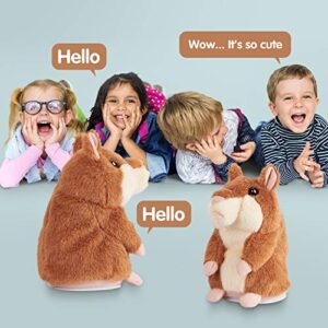 SANJOIN Kids Toddler Toys for Ages 2-4, Talking Hamster Repeats What You Say, Interactive Plush Repeating Toy for 2 3 4 5 6 8 Year Old Boy Girl Birthday Gift (Brown)