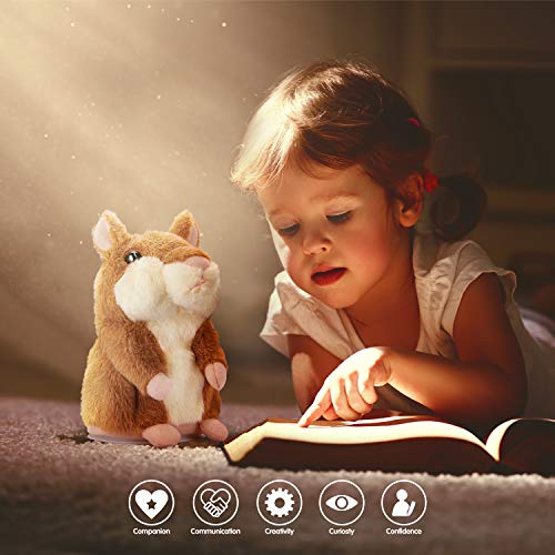 SANJOIN Kids Toddler Toys for Ages 2-4, Talking Hamster Repeats What You Say, Interactive Plush Repeating Toy for 2 3 4 5 6 8 Year Old Boy Girl Birthday Gift (Brown)