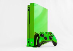 lime chrome mirror - vinyl decal mod skin kit by system skins - compatible with microsoft xbox one x (xb1x)