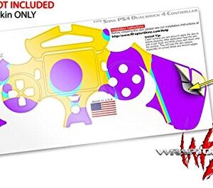 WraptorSkinz Vinyl Decal Skin Compatible with Sony PS4 Controller PlayStation 4 Original Slim and Pro Drip Purple Yellow Teal (Controller NOT Included)