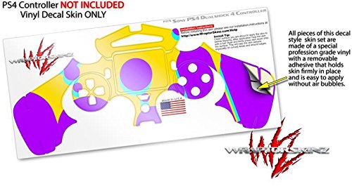 WraptorSkinz Vinyl Decal Skin Compatible with Sony PS4 Controller PlayStation 4 Original Slim and Pro Drip Purple Yellow Teal (Controller NOT Included)