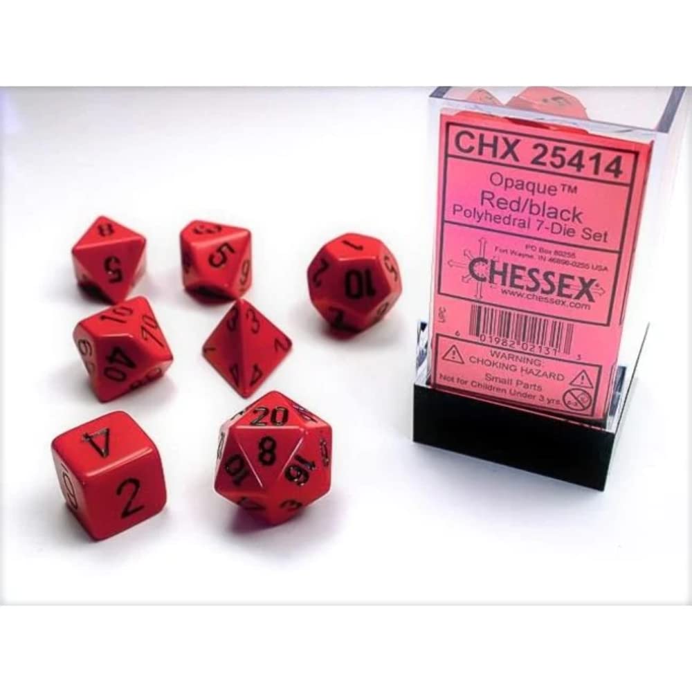 Chessex CHX25414 Dice-Opaque Red/Black Set