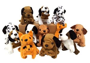 plush dogs and cats holding their babies (12 dogs holding puppies)