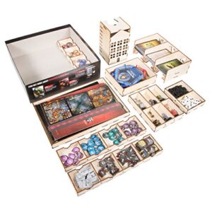 the broken token - betrayal at house on the hill 2nd ed, 3rd ed, and baldur's gate and expansions wooden game organizer - wooden game organizer box with multiple trays