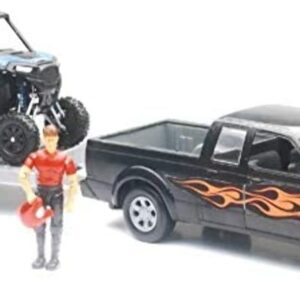 New-Ray 959-0114 Replica 1:18 Truck/Trailer/Utv Truck Black/Rzr Blue