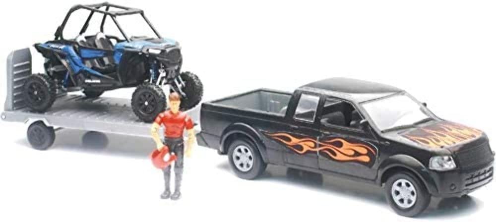 New-Ray 959-0114 Replica 1:18 Truck/Trailer/Utv Truck Black/Rzr Blue