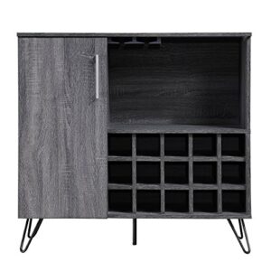 christopher knight home lochner mid-century faux wood wine and bar cabinet, black / sonoma grey oak finish