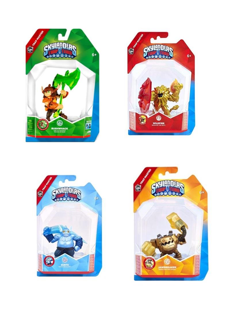 4 Skylanders Trap Team Bundles Bushwack + Wildfire + Gusto + Jawbreaker