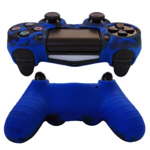 Hikfly Silicone Gel Controller Cover Skin Protector Compatible for PlayStation 4 PS4/PS4 Slim/PS4 Pro Controller (1 x Controller Cover with 8 x FPS Pro Thumb Grip Caps)(Blue)