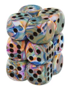 dnd dice set-chessex d&d dice-16mm festive vibrant and brown plastic polyhedral dice set-dungeons and dragons dice includes 12 dice – d6