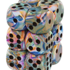 DND Dice Set-Chessex D&D Dice-16mm Festive Vibrant and Brown Plastic Polyhedral Dice Set-Dungeons and Dragons Dice Includes 12 Dice – D6