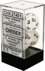 chessex chx27401 dice-frosted clear/black set