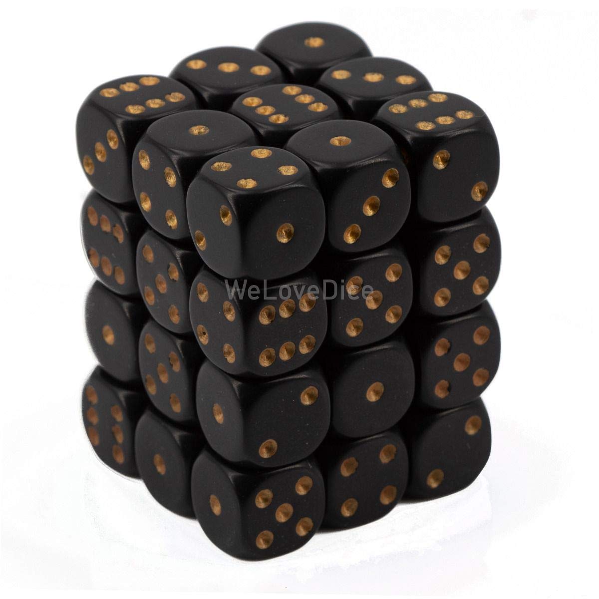 Chessex CHX25828 Dice-Opaque: 36D6 Black/Gold Set