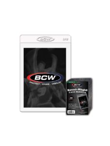 bcw semi rigid card holder #2 | crystal clear semi rigid card sleeves for standard trading cards | ideal for psa grading | 50-pack semi rigid card holders for sports & collectible cards