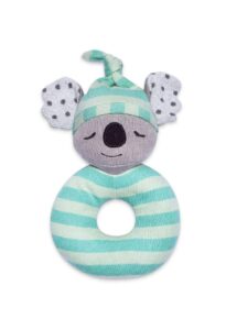 apple park organic farm buddies - kozy koala teething rattle, baby toy for infants - hypoallergenic, 100% organic cotton